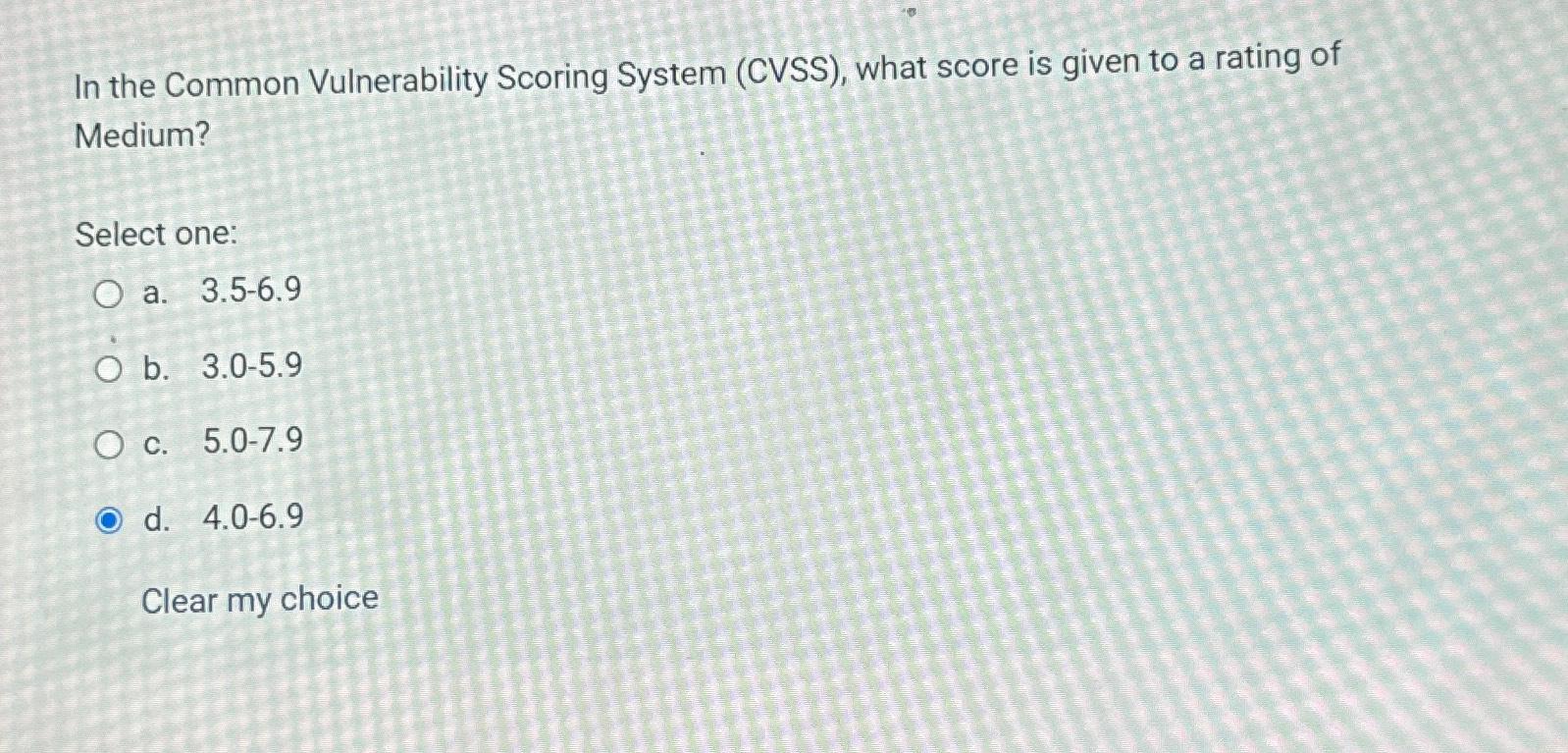 Solved In The Common Vulnerability Scoring System Cvss
