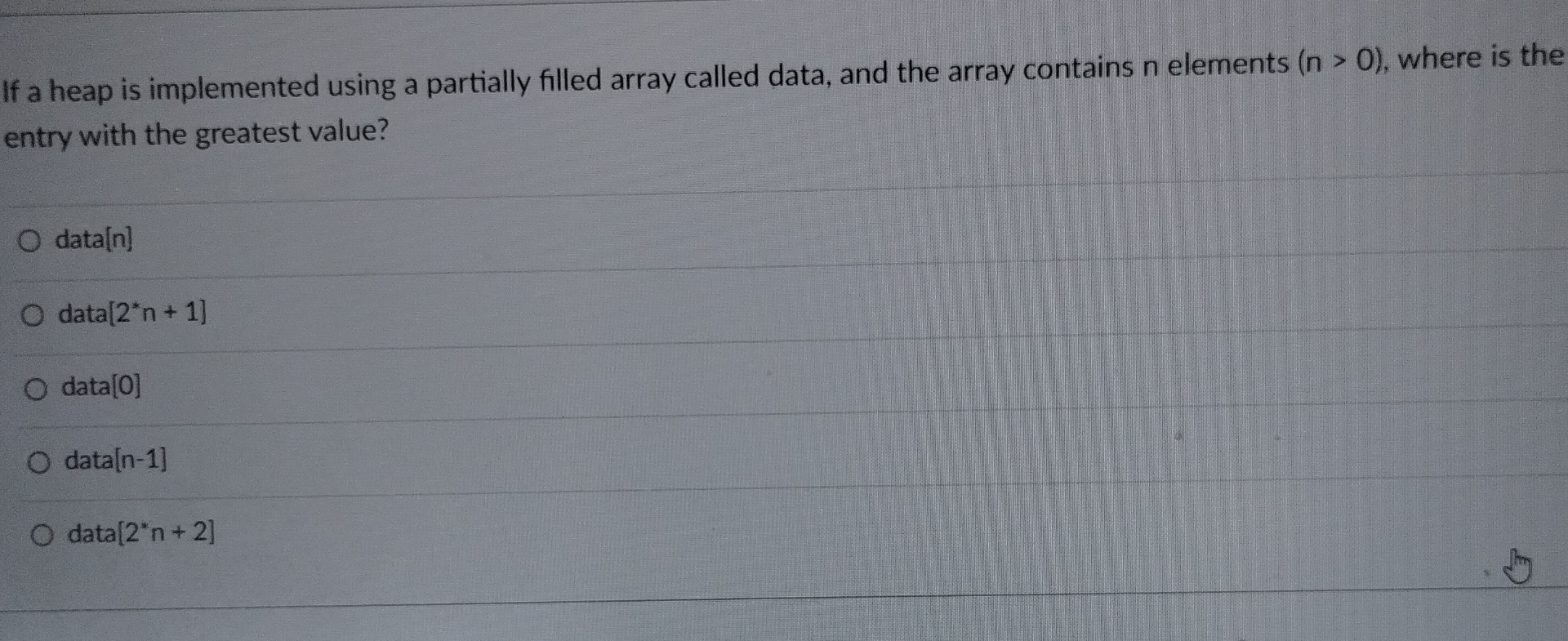 Solved If a heap is implemented using a partially filled | Chegg.com