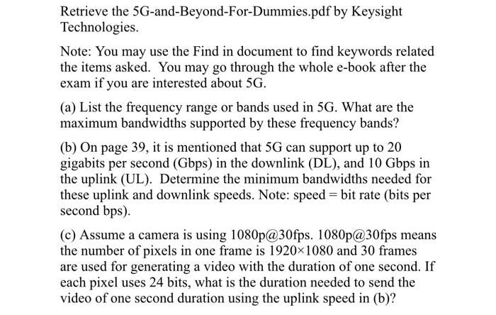 Retrieve the 5G-and-Beyond-For-Dummies.pdf by | Chegg.com