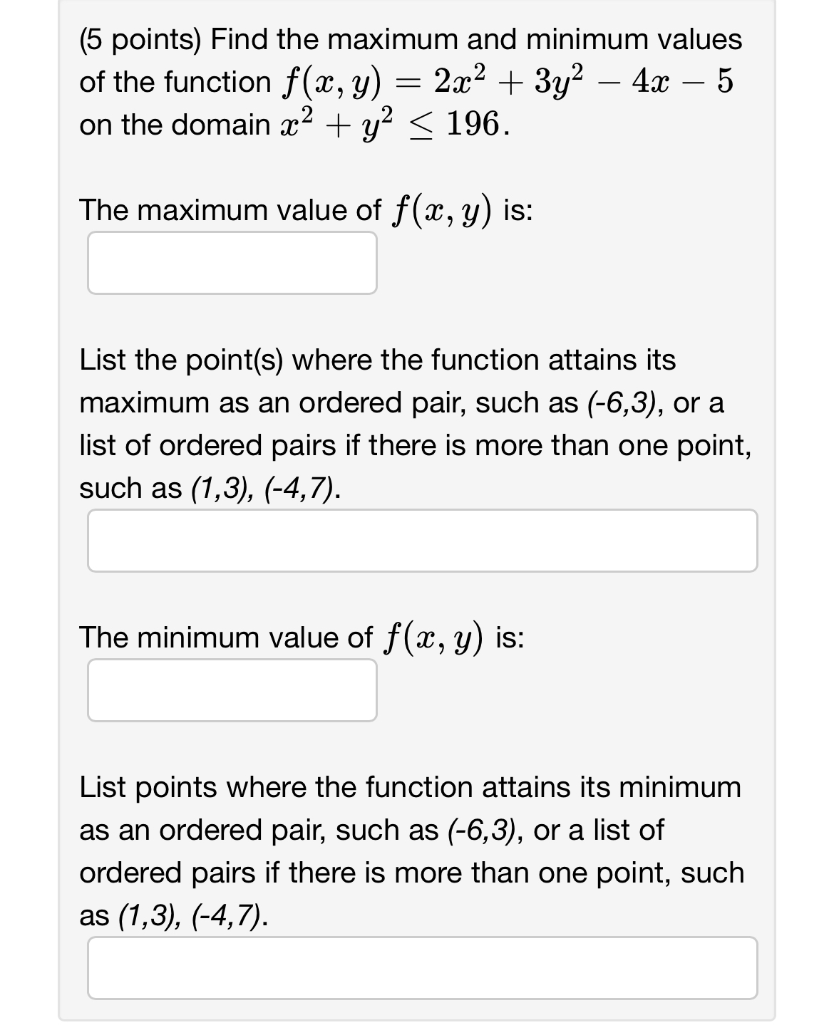 Solved (5 ﻿points) ﻿Find the maximum and minimum values of | Chegg.com