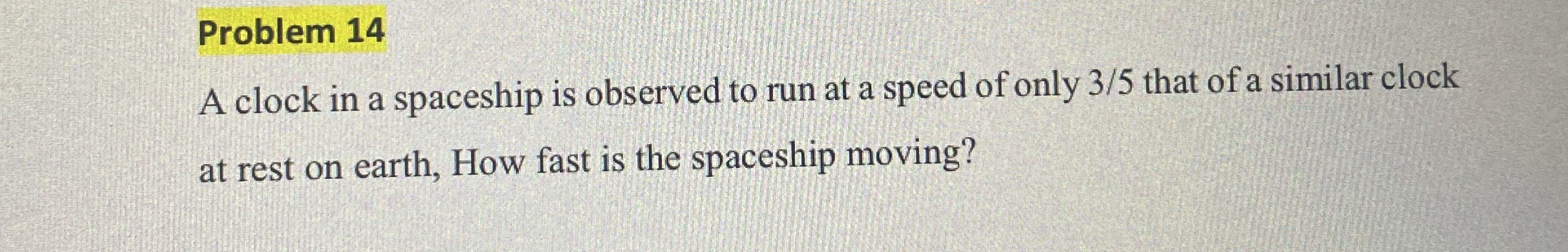 Solved Problem 14A clock in a spaceship is observed to run | Chegg.com