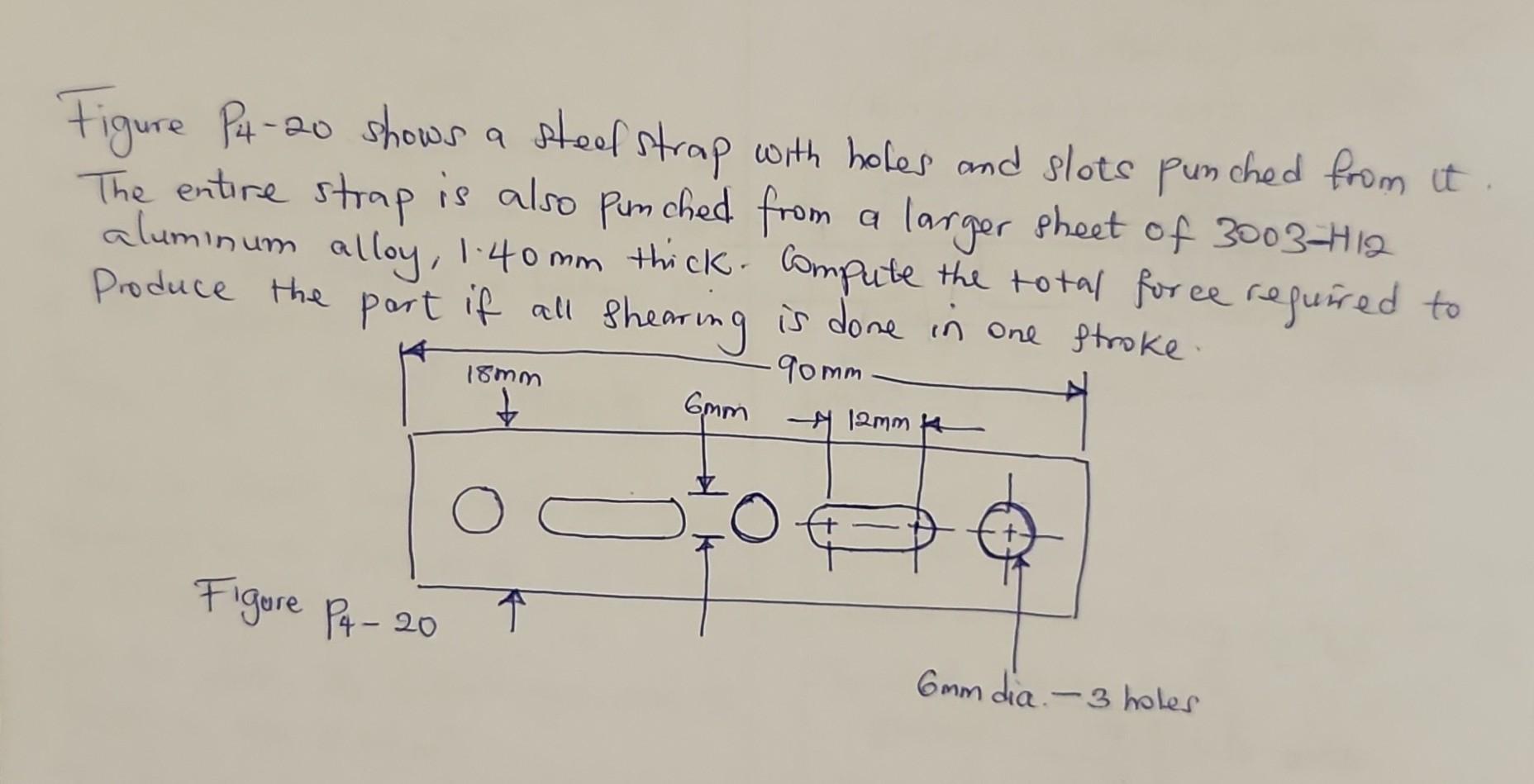 Solved Figure P4−20 shows a steef strap with holes and slots | Chegg.com