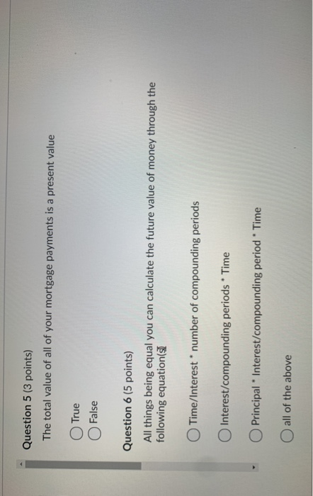 Solved Question 5 (3 points) The total value of all of your | Chegg.com