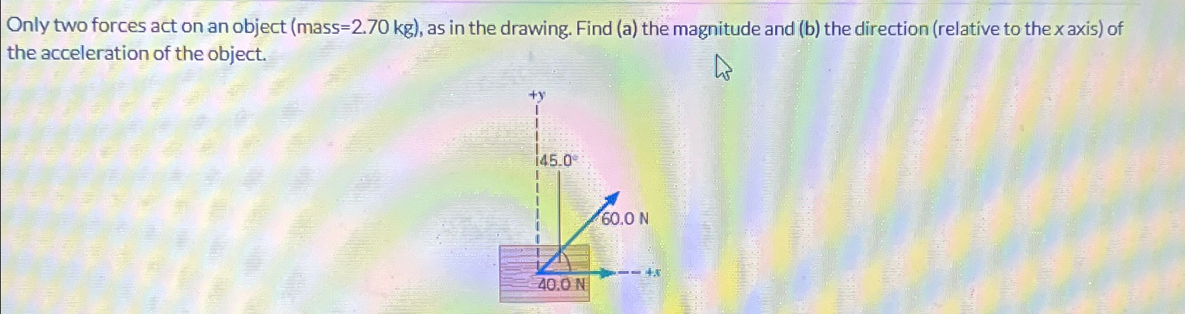 Solved Only two forces act on an object (mass=2.70 ﻿kg), ﻿as | Chegg.com