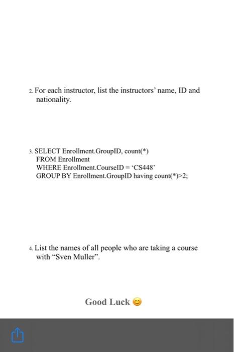 Solved Q1: With refer to the relational database instance | Chegg.com