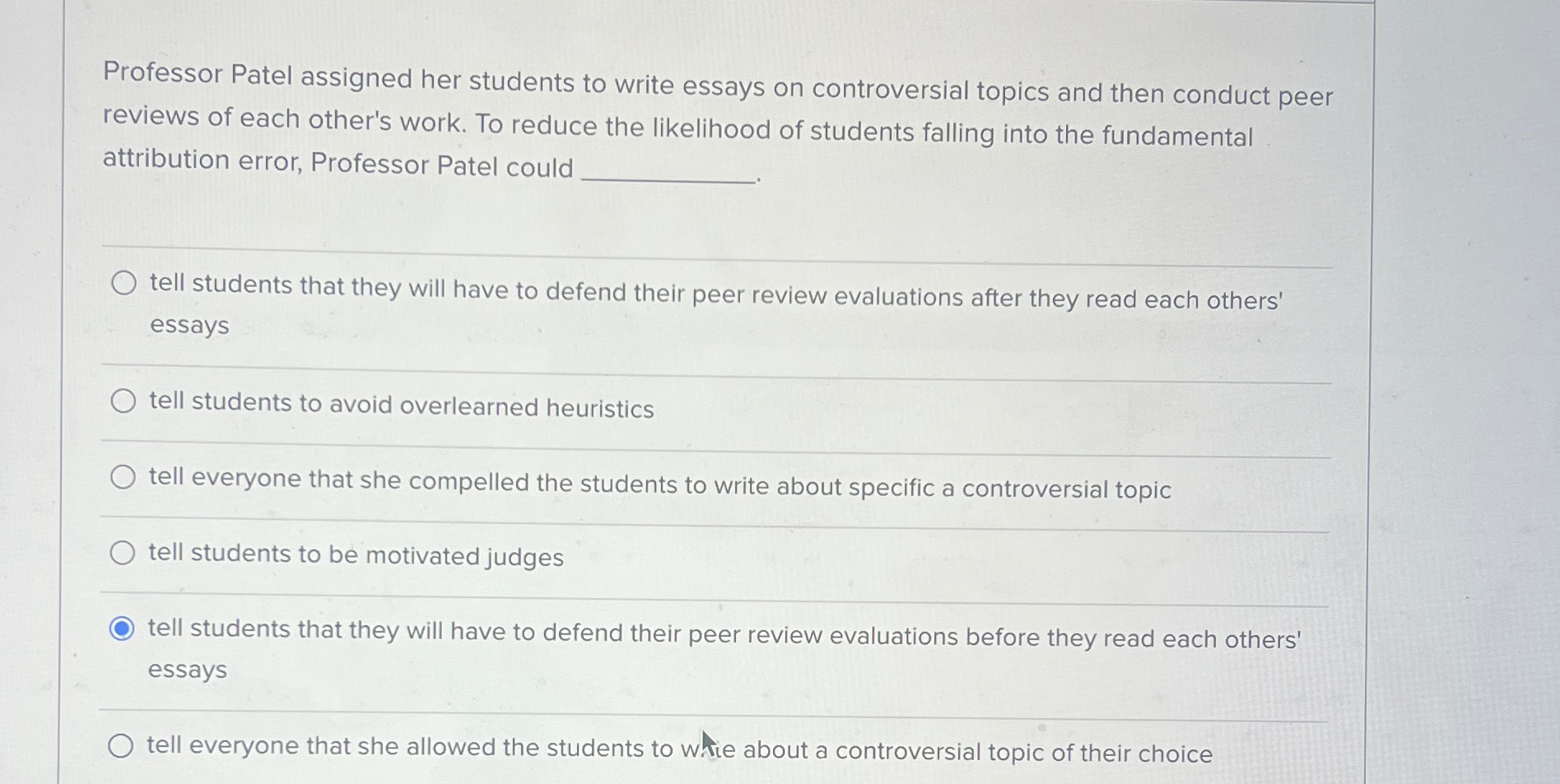 Solved Professor Patel assigned her students to write essays | Chegg.com