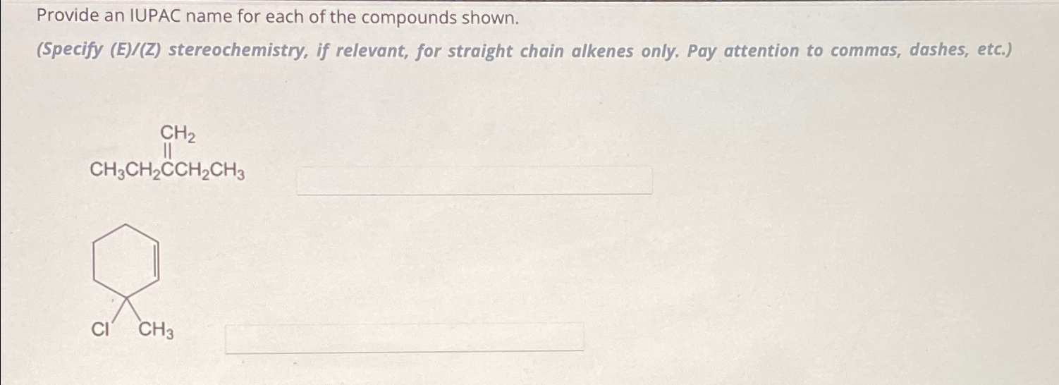 Solved Provide an IUPAC name for each of the compounds | Chegg.com