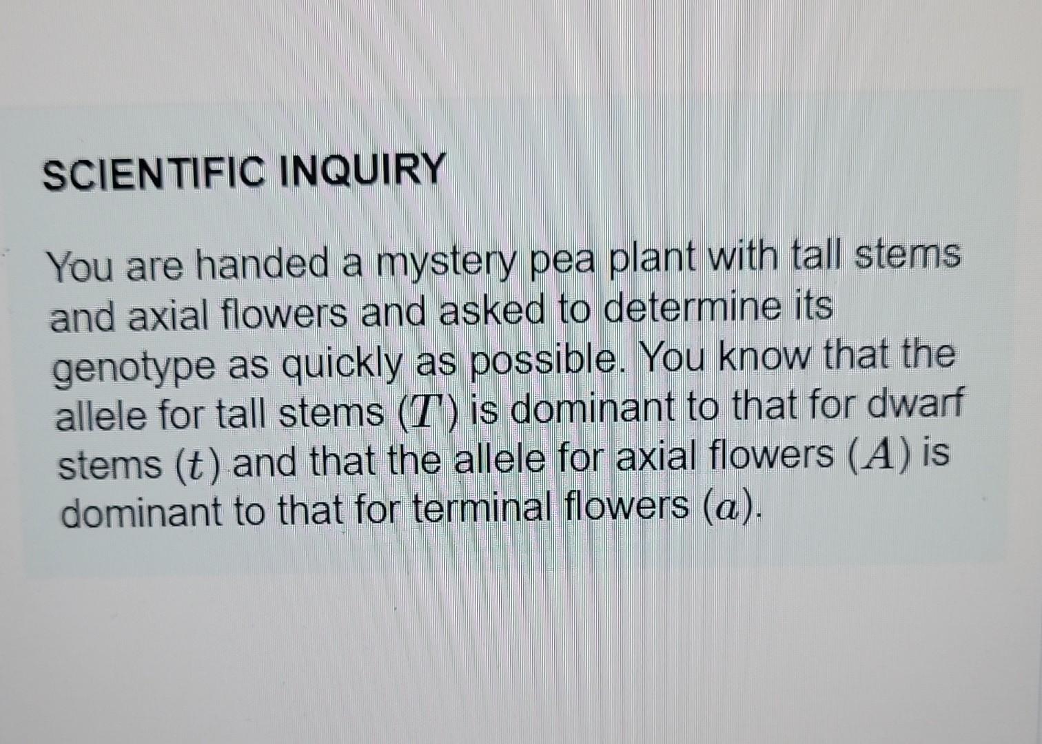 Solved If two phenotypes (tall stems and axial flowers, tall | Chegg.com