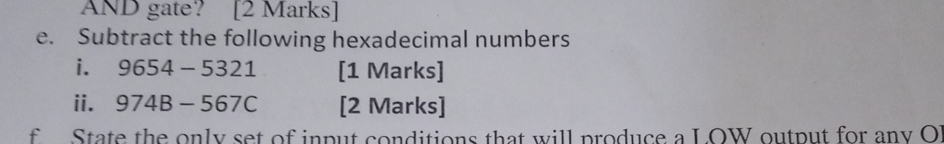 Solved e. ﻿Subtract the following hexadecimal | Chegg.com