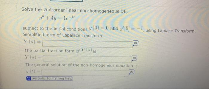 Solved Solve the 2nd-order linear non-homogeneous DE, g” +1 | Chegg.com