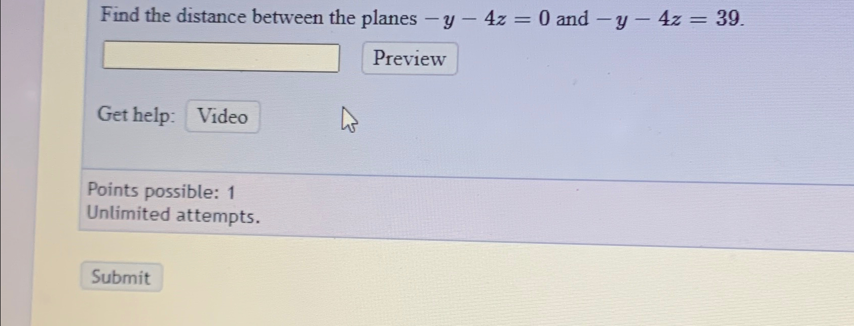 Solved Find the distance between the planes -y-4z=0 ﻿and | Chegg.com