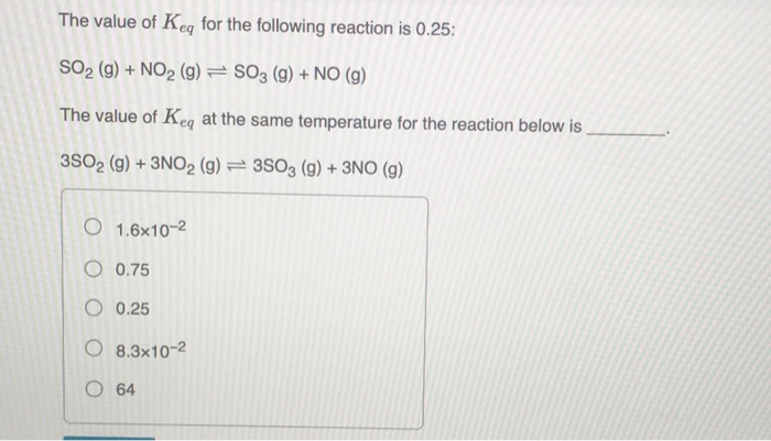 Solved The value of Keq for the following reaction is 0.25: | Chegg.com