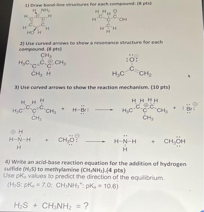 Solved 1) Draw bond-line structures for each compound: ( 8 | Chegg.com
