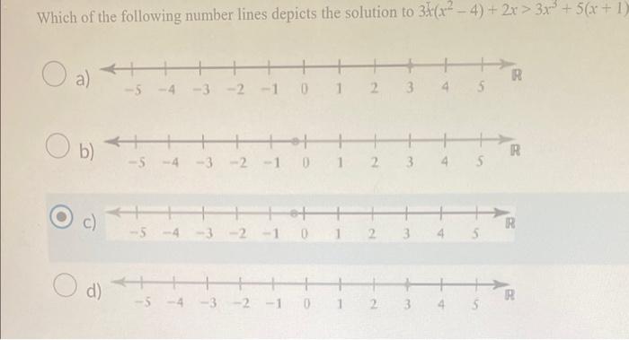 Solved Which of the following number lines depicts the | Chegg.com