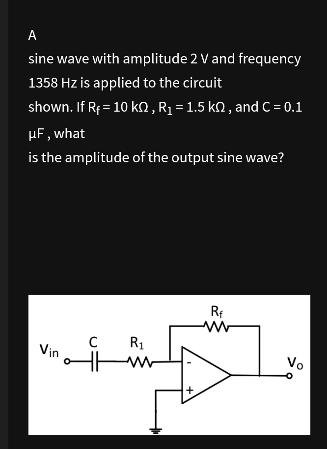 A sine wave with amplitude 2 ﻿V and frequency 1358 | Chegg.com