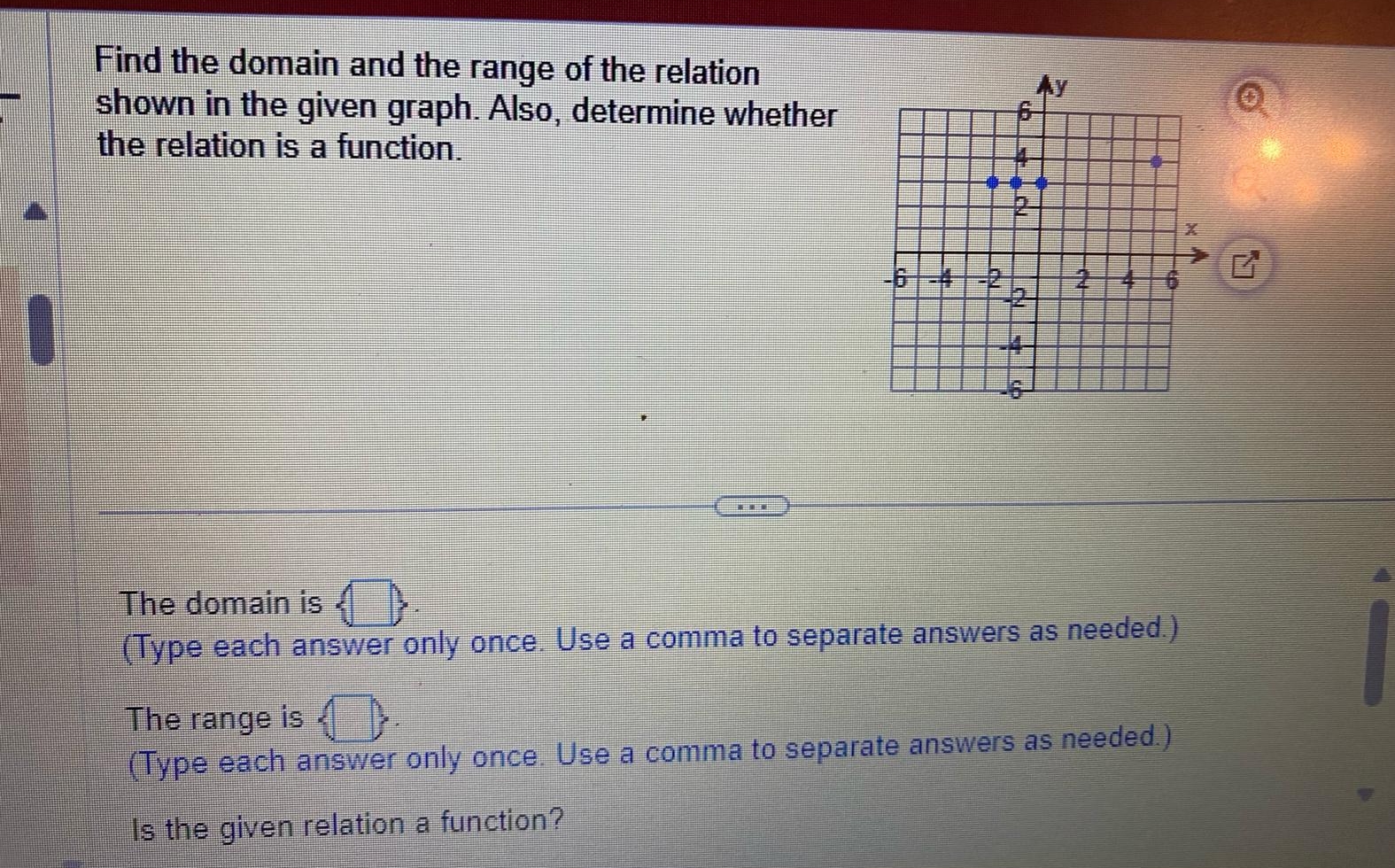 Solved Find the domain and the range of the relation shown | Chegg.com