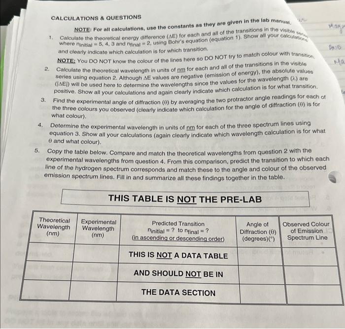 Solved CALCULATIONS \& QUESTIONS NOTE: For all calculations, | Chegg.com