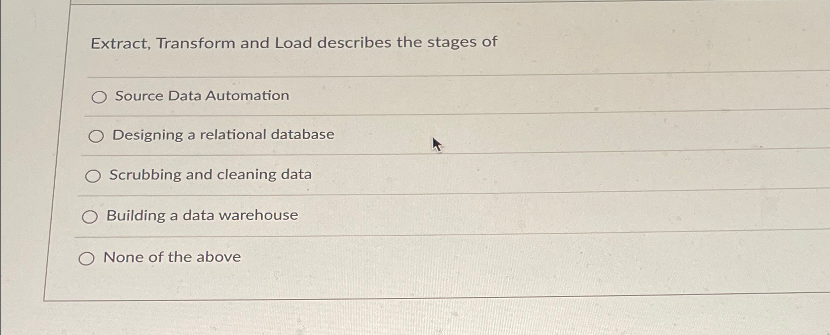 Solved Extract, Transform and Load describes the stages | Chegg.com