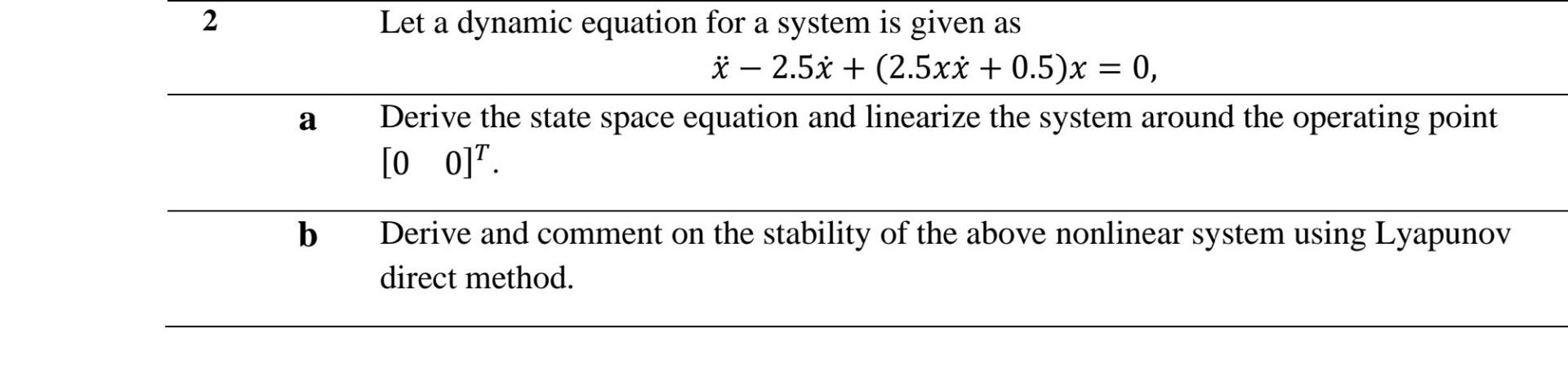 2 Let a dynamic equation for a system is given as – | Chegg.com
