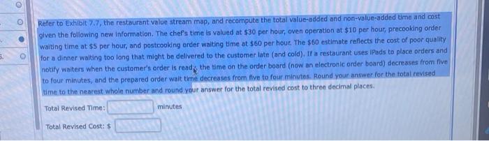 Solved Refer to Exhibit 7.7, the restaurant value stream | Chegg.com