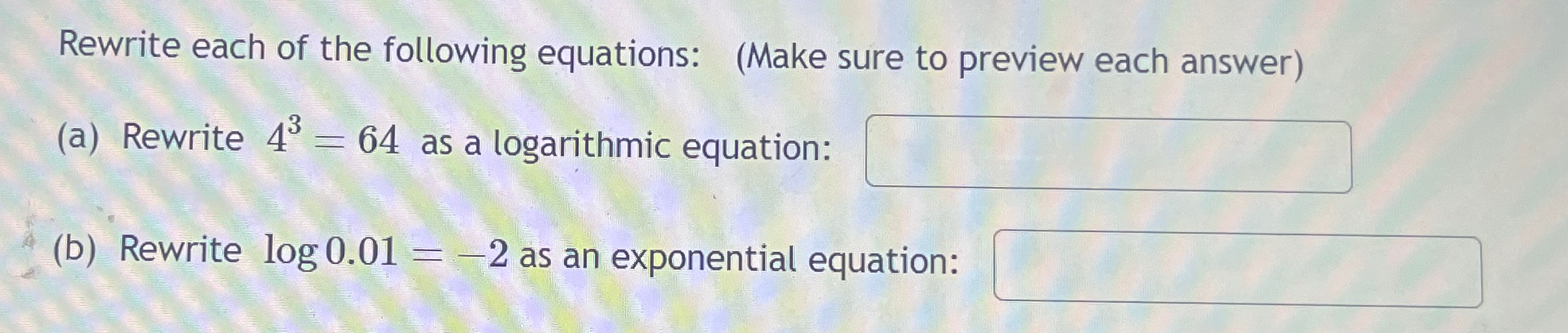 Solved Rewrite each of the following equations: (Make sure | Chegg.com