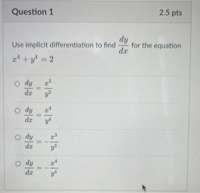 Solved Use implicit differentiation to find dxdy for the | Chegg.com