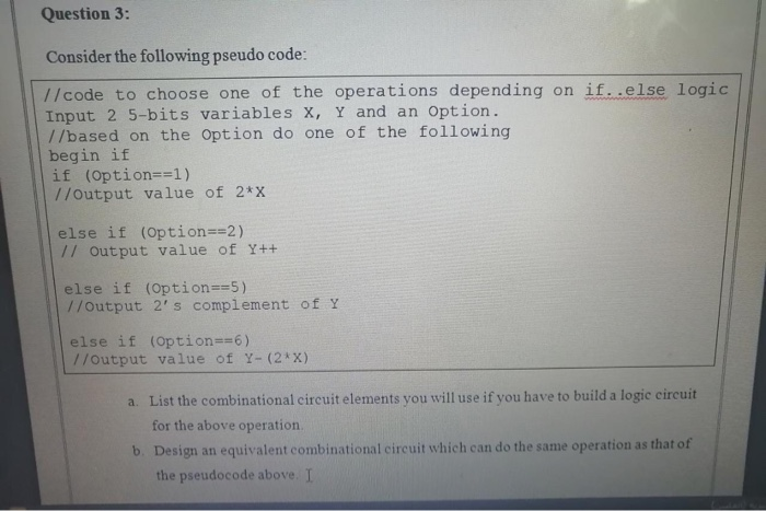 Solved Question 3: Consider the following pseudo code: | Chegg.com