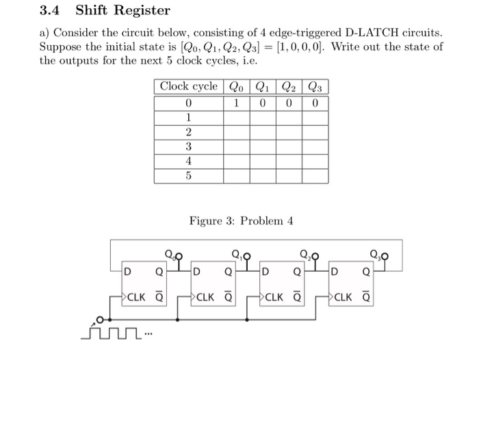 Solved 3.4 Shift Register a) Consider the circuit below, | Chegg.com
