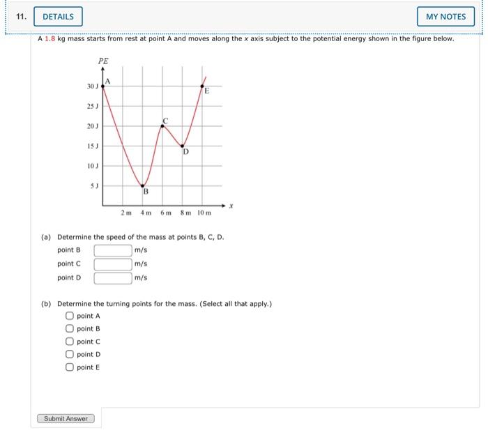 Solved (a) Determine the speed of the mass at points B,C,D. | Chegg.com