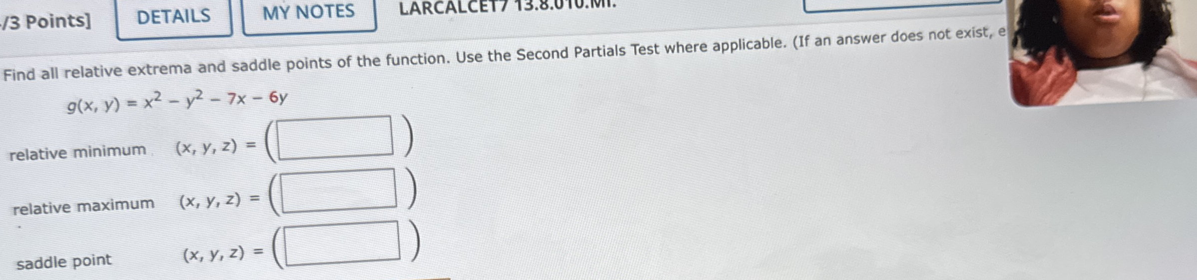 Solved Find all relative extrema and saddle points of the | Chegg.com