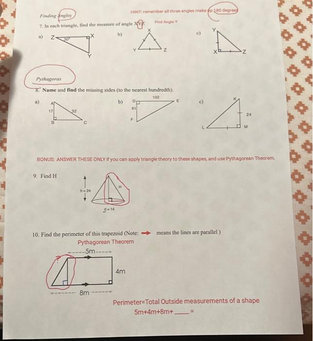 Solved Labelling Triarteles a) States right Triangle OR not | Chegg.com
