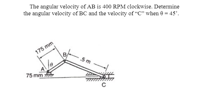 Solved The angular velocity of AB is 400 ﻿RPM clockwise. | Chegg.com