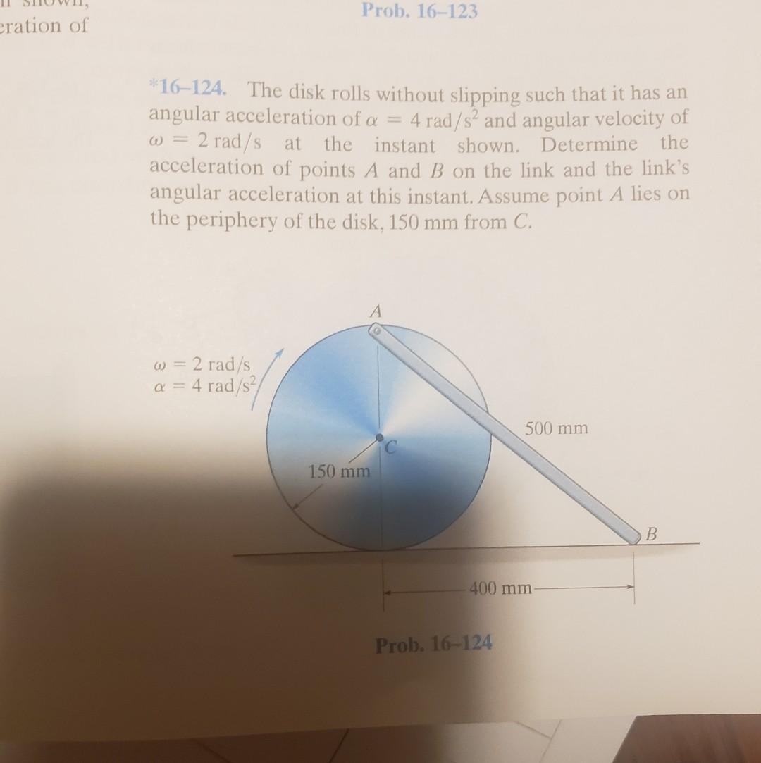 Solved 16-124. The disk rolls without slipping such that it | Chegg.com