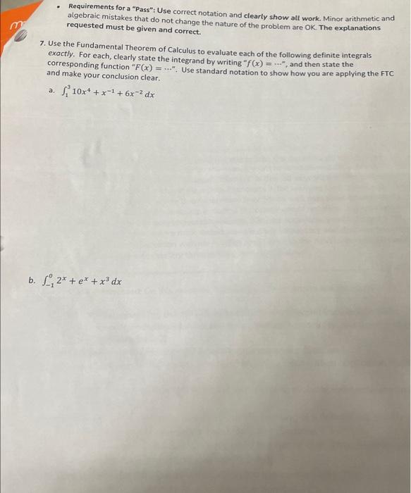 Solved - Requirements for a "Pass": Use correct notation and | Chegg.com