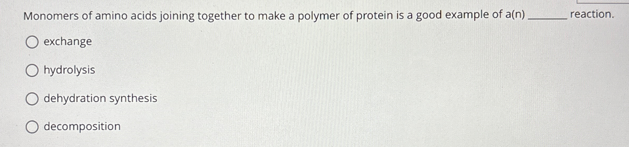 Solved Monomers of amino acids joining together to make a | Chegg.com