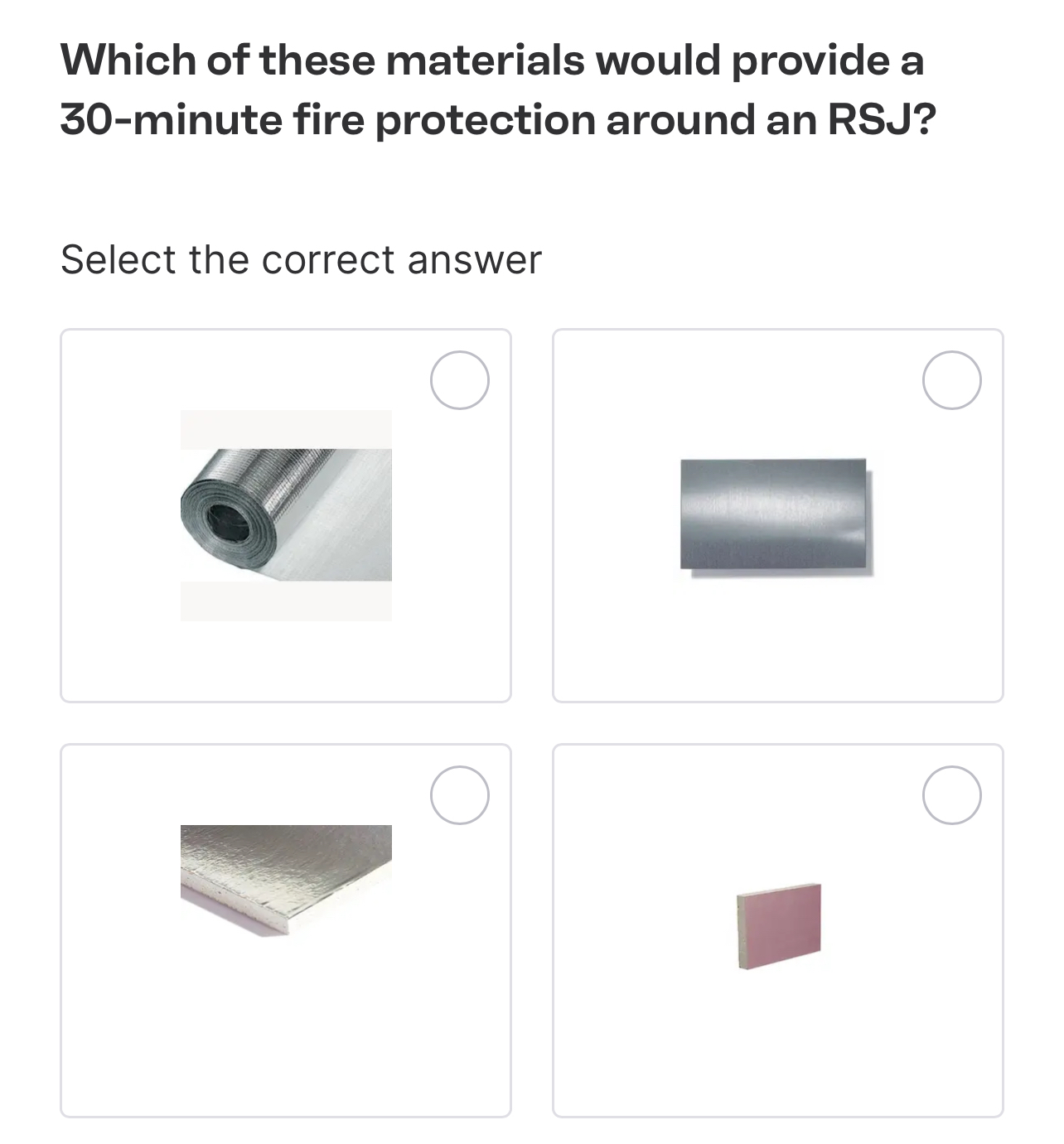 [Solved]: Which of these materials would provide a 30-minute