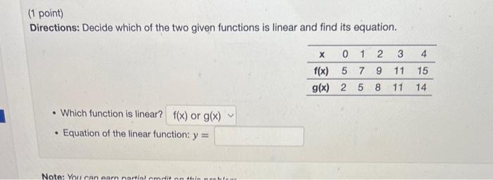 Solved (1 point) Directions: Decide which of the two given | Chegg.com
