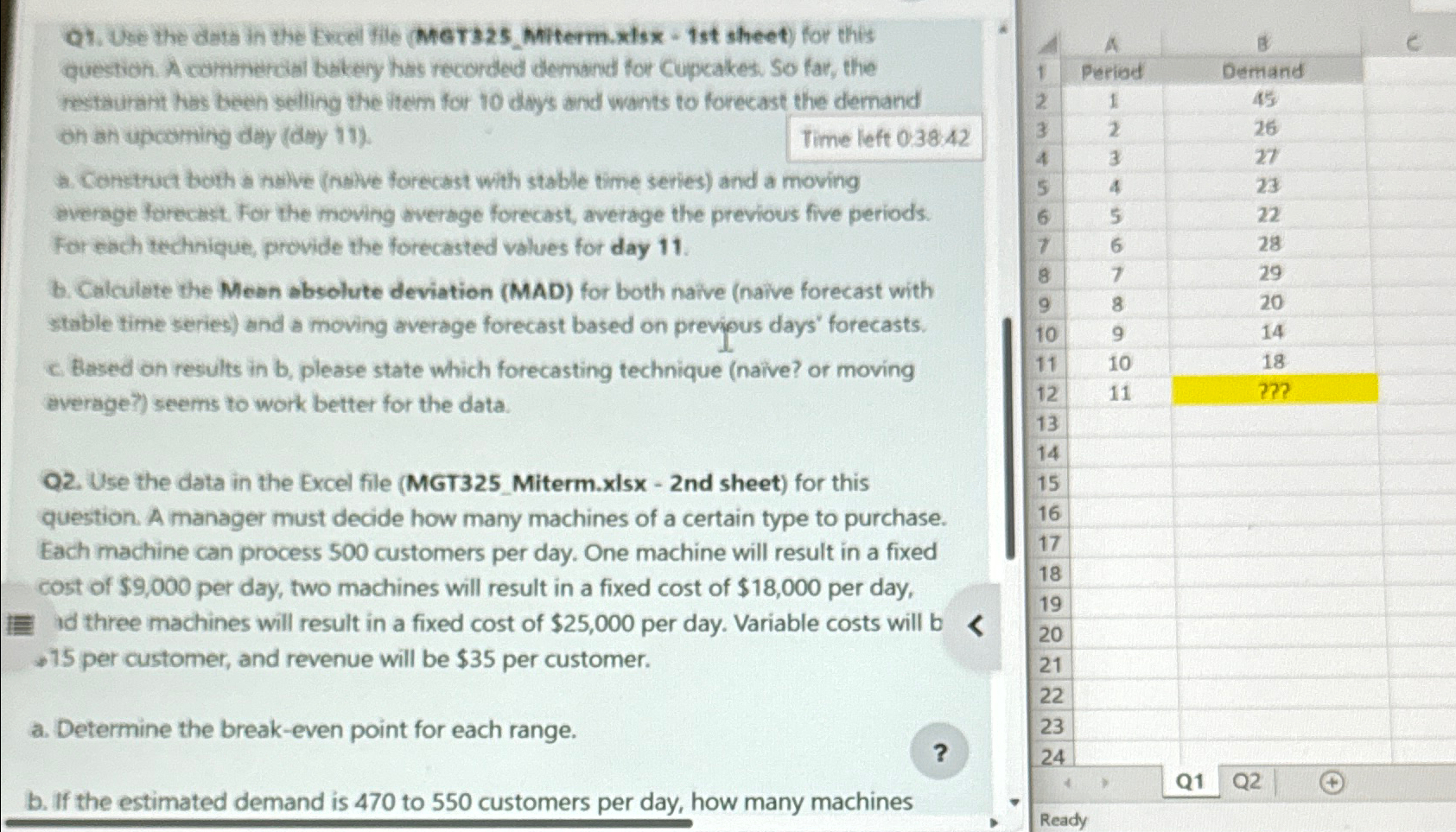Solved Qt. ﻿Use the dats in the Excel File | Chegg.com