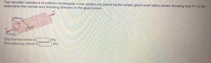 Solved Two wooden members of uniform rectangular cross | Chegg.com