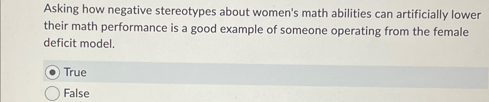 Solved Asking how negative stereotypes about women's math | Chegg.com