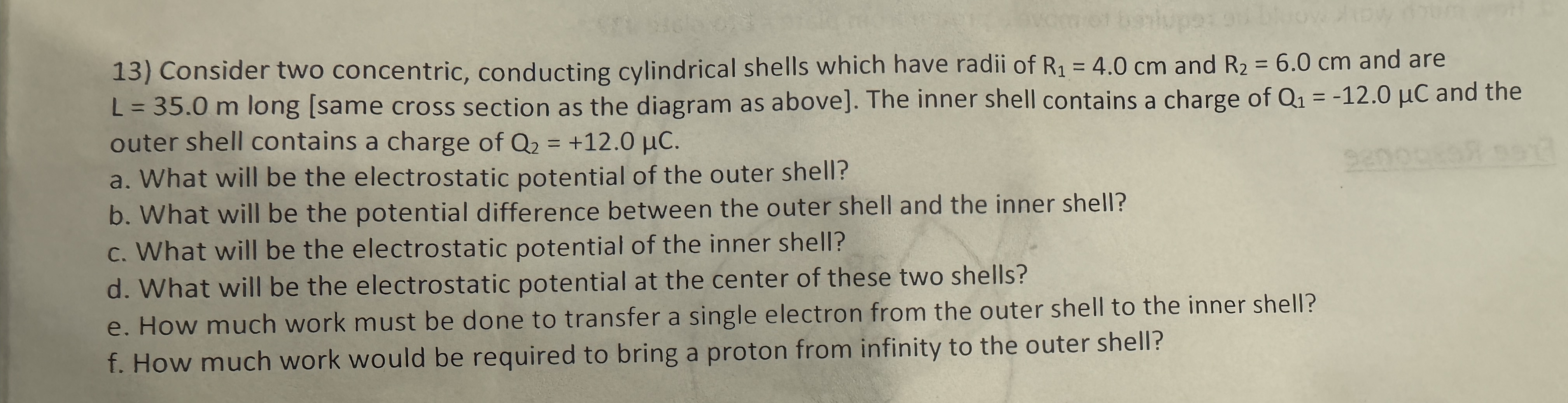 Solved Consider two concentric, conducting cylindrical | Chegg.com