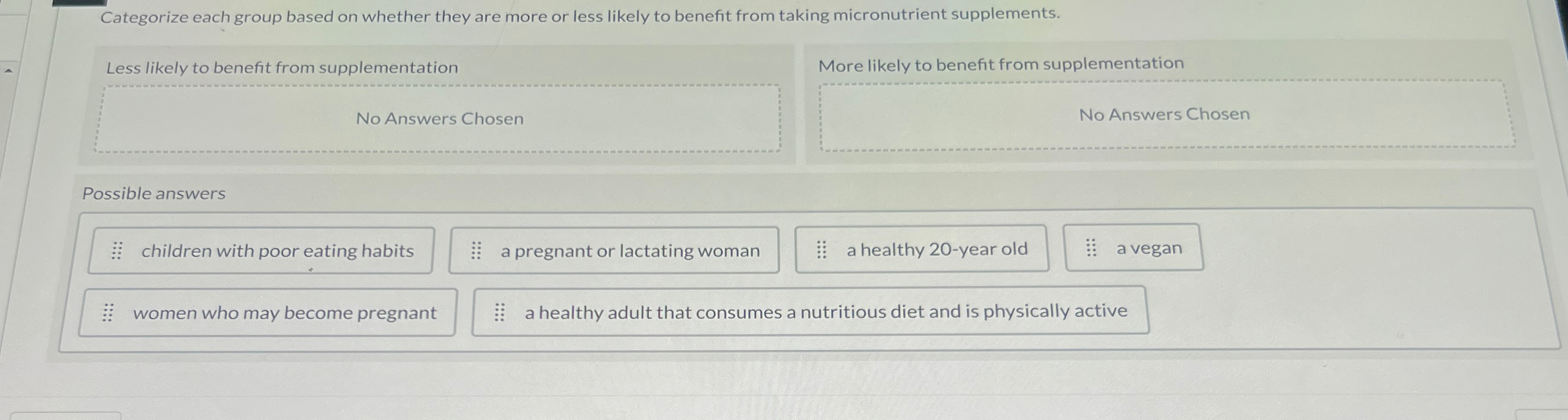 Solved Categorize each group based on whether they are more | Chegg.com