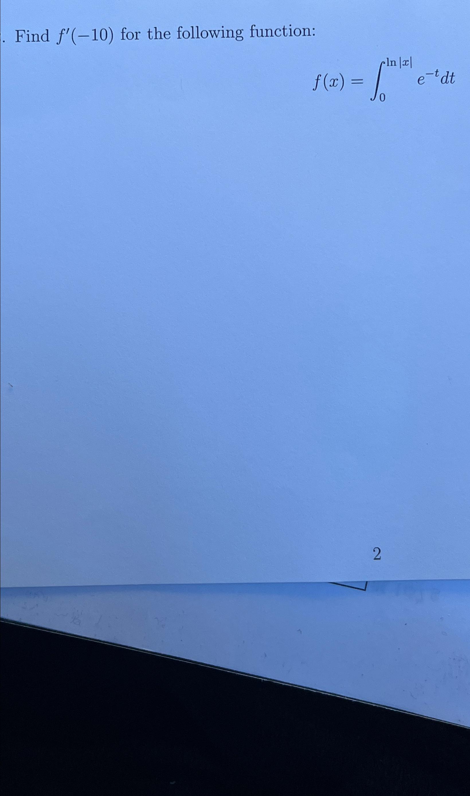 Solved . ﻿Find f'(-10) ﻿for the following | Chegg.com