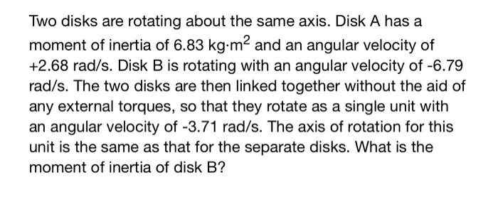 Solved Two Disks Are Rotating About The Same Axis Disk A