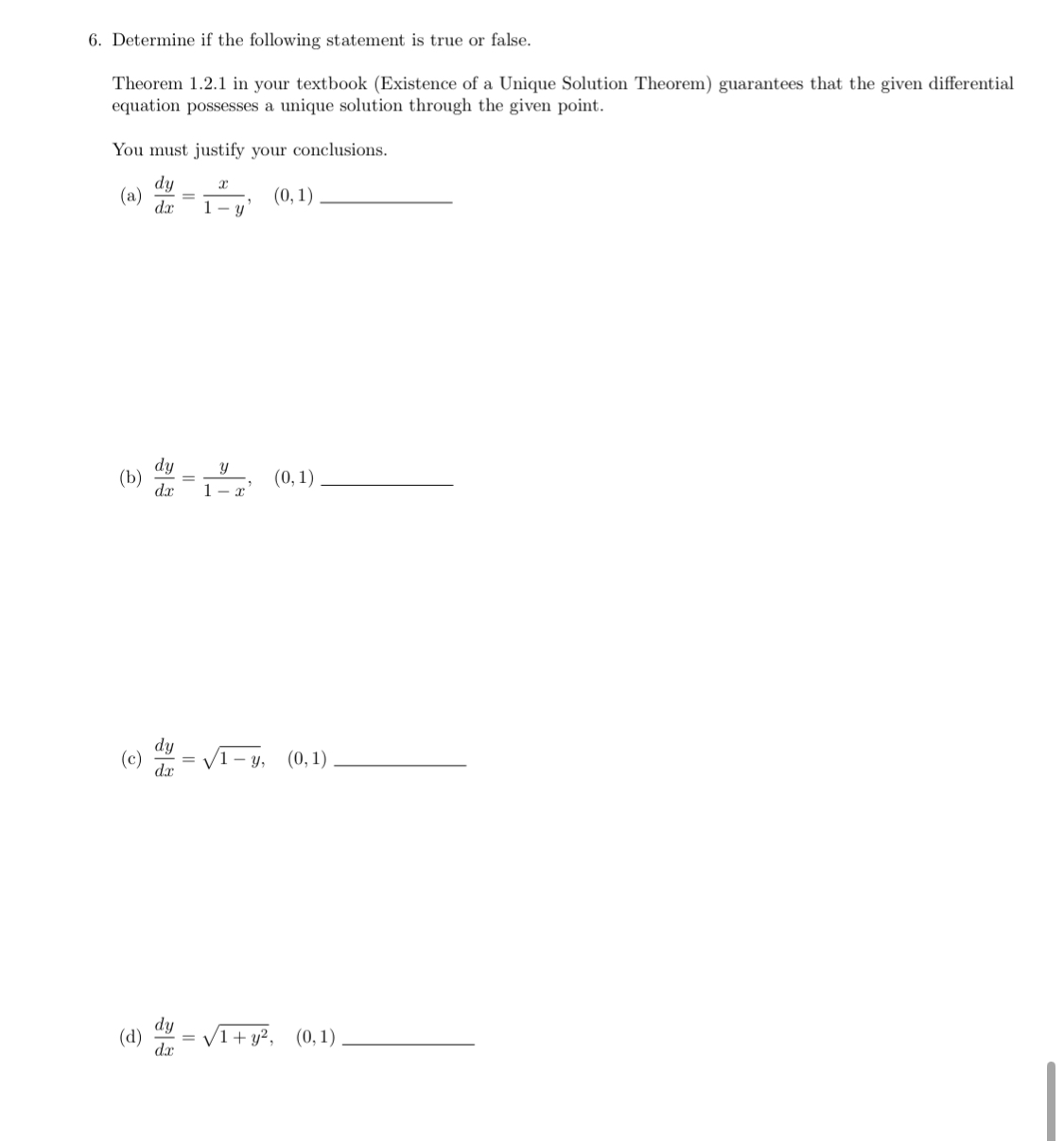 Solved Determine if the following statement is true or | Chegg.com