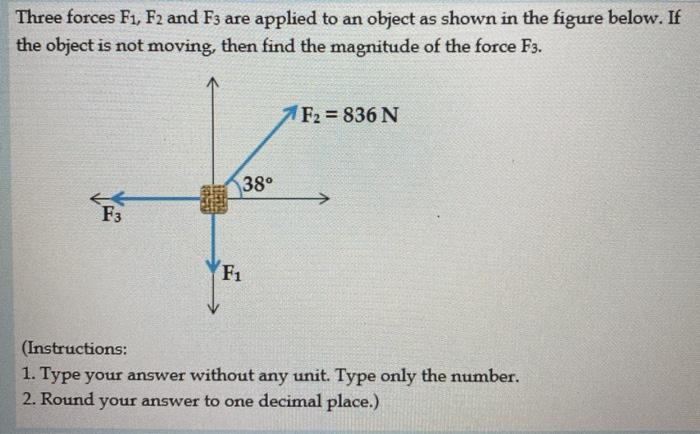 Solved Three forces F1, F2 and F3 are applied to an object | Chegg.com