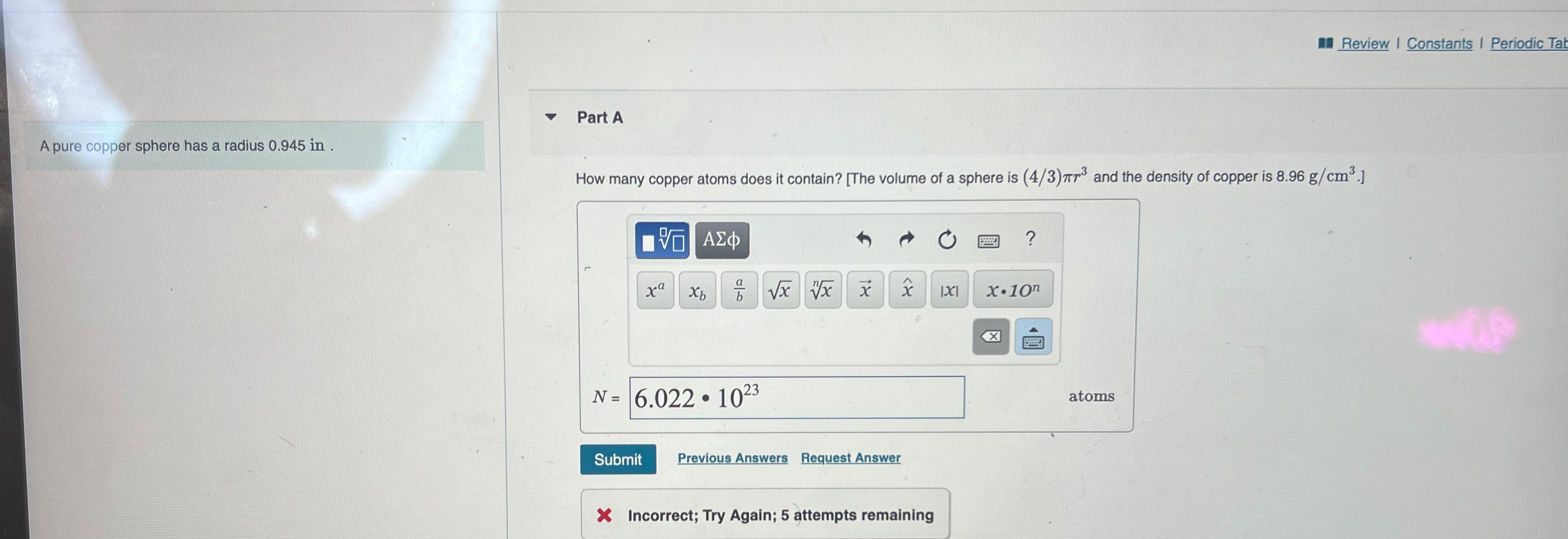 Solved Review I Constants I Periodic TatPart AA pure copper | Chegg.com