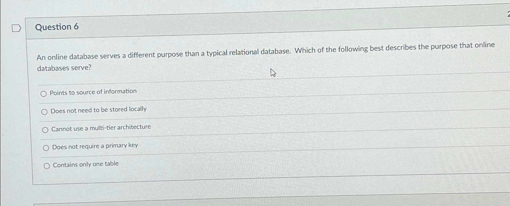 Solved Question 6An online database serves a different | Chegg.com