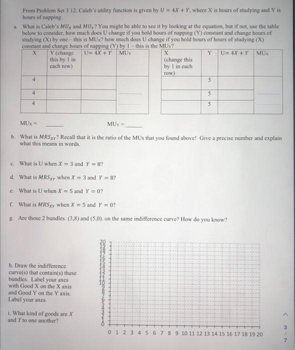 Solved From Problem Set 3 12. Calcb's utility function is | Chegg.com