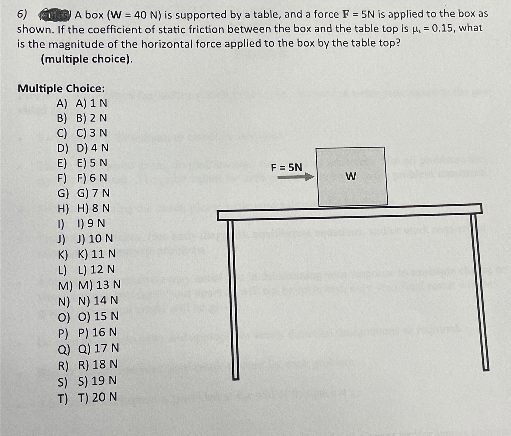 Solved A box )=(40N ﻿is supported by a table, and a force | Chegg.com